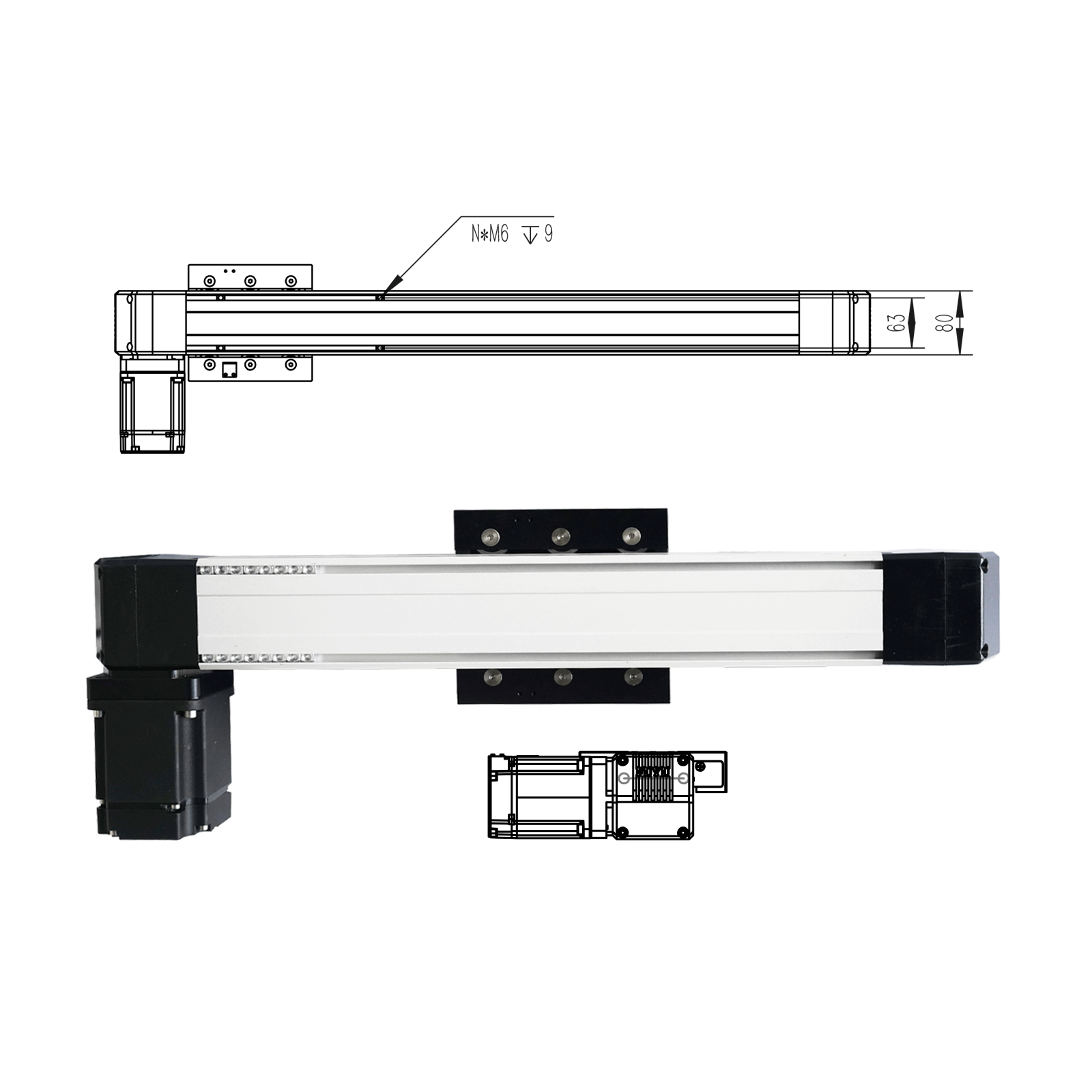 750W Servo Motor High Speed Rail Heavy Load Slide Long Stroke Guide ...