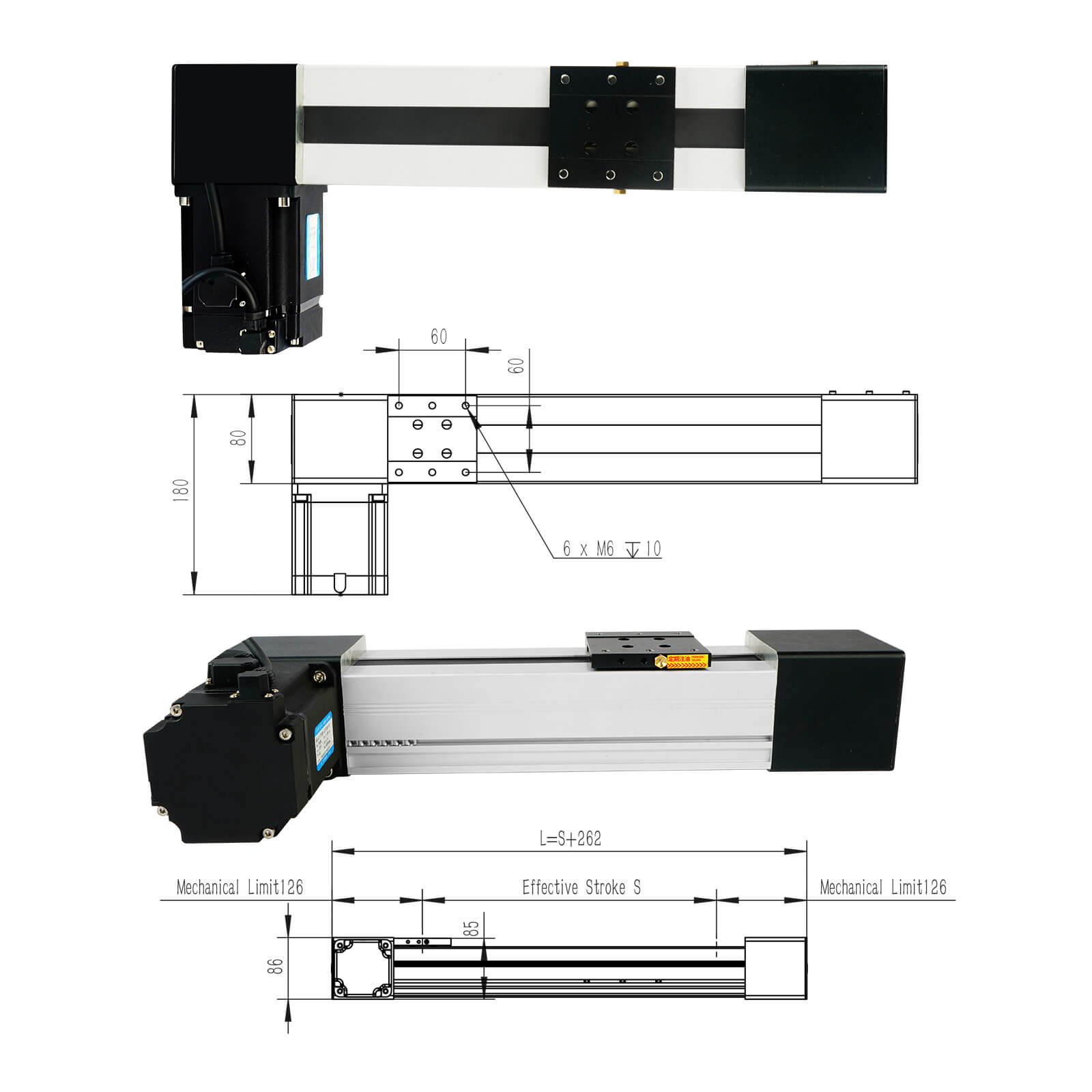 High Speed Rail Long Stroke Guide Belt Driven Linear Actuator with ...