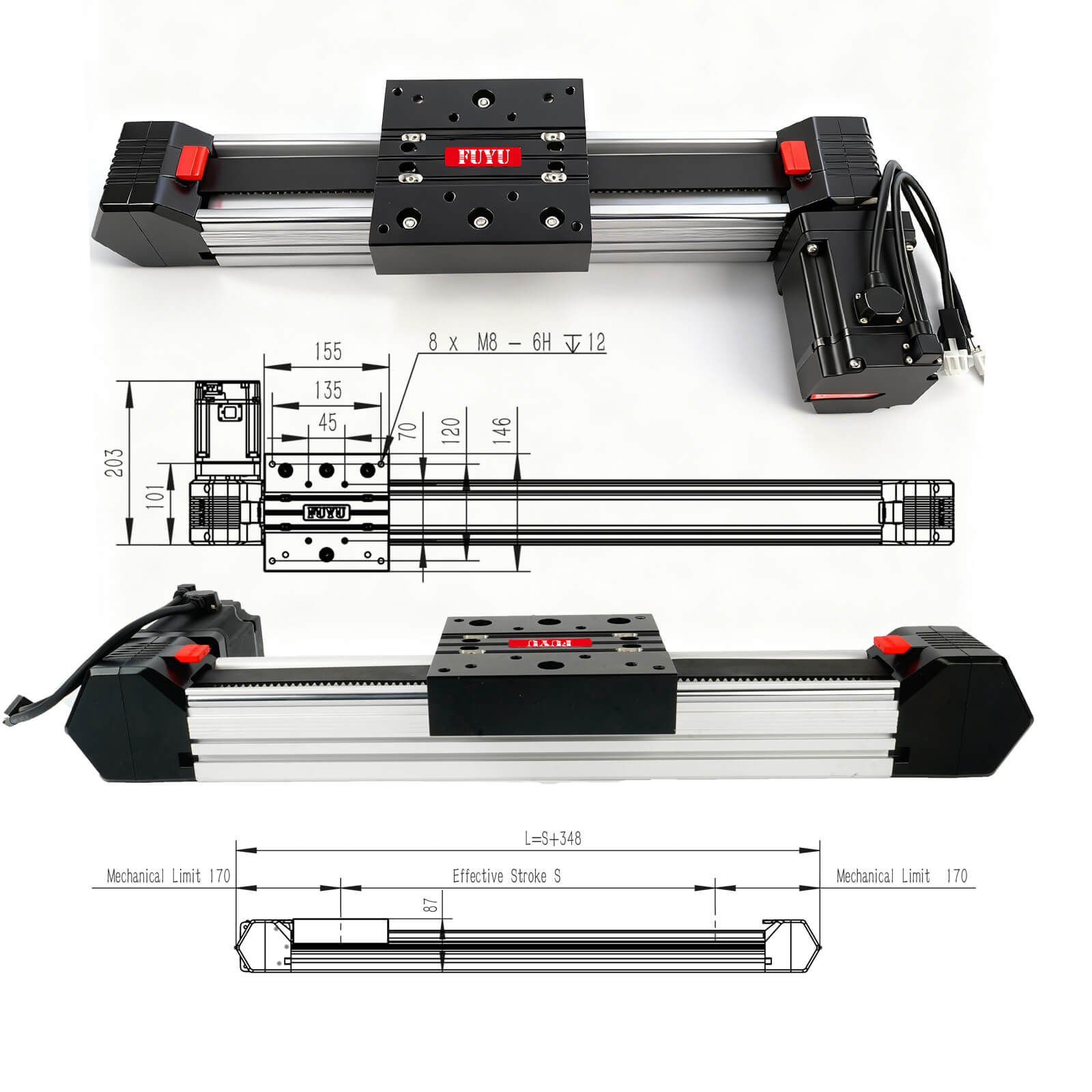 750W Servo Motor High Speed Rail Heavy Load Slide Long Stroke Guide ...